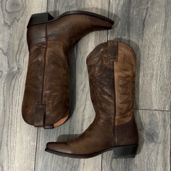Shoes | Brow Leather Cowgirl Boots Cowgirl Boots Leather Boots | Poshmark